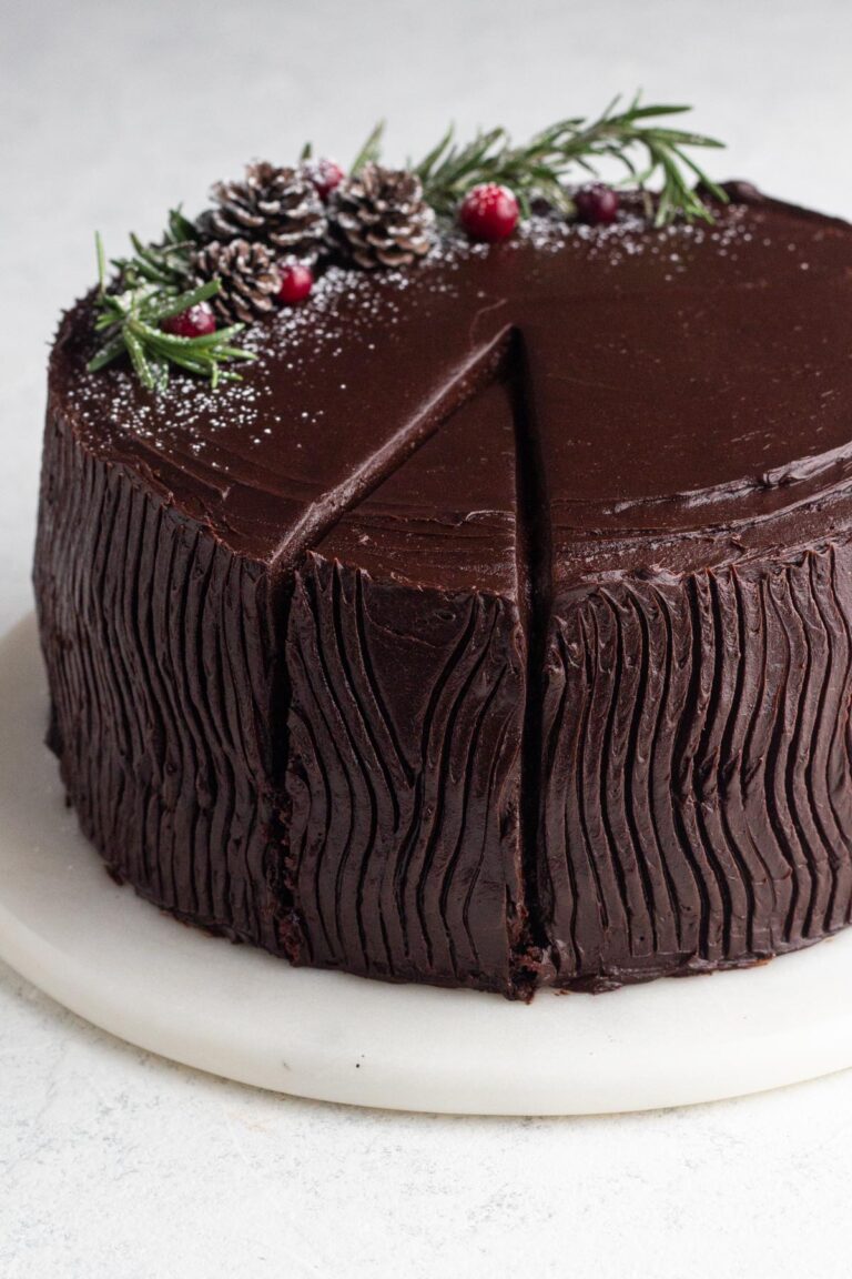 Christmas Yule Log Layer Cake (Bûche de Noël) - Always Eat Dessert