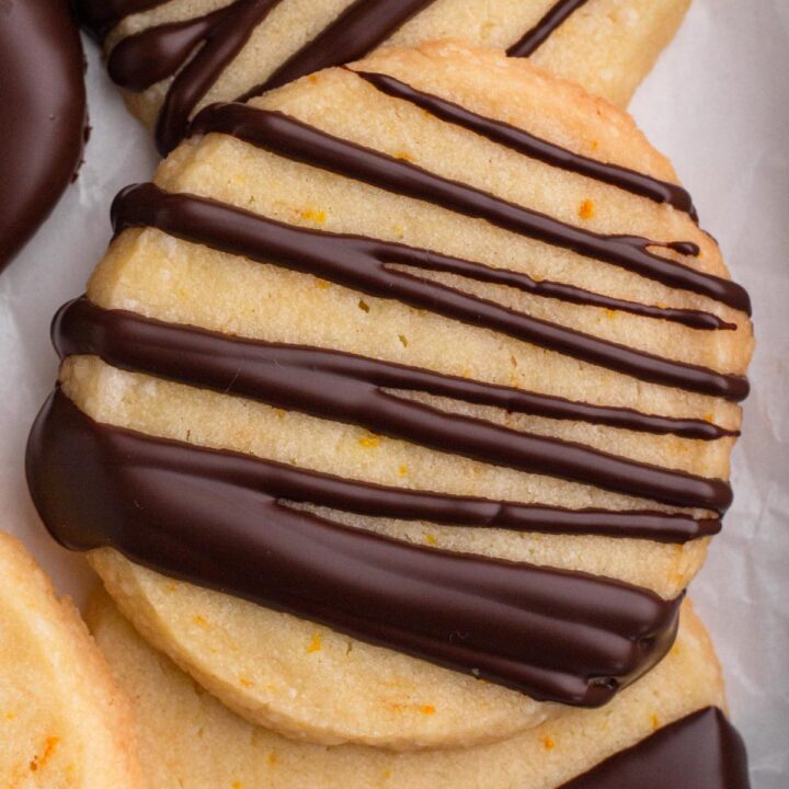 Orange Shortbread Cookies with Dark Chocolate - Always Eat Dessert