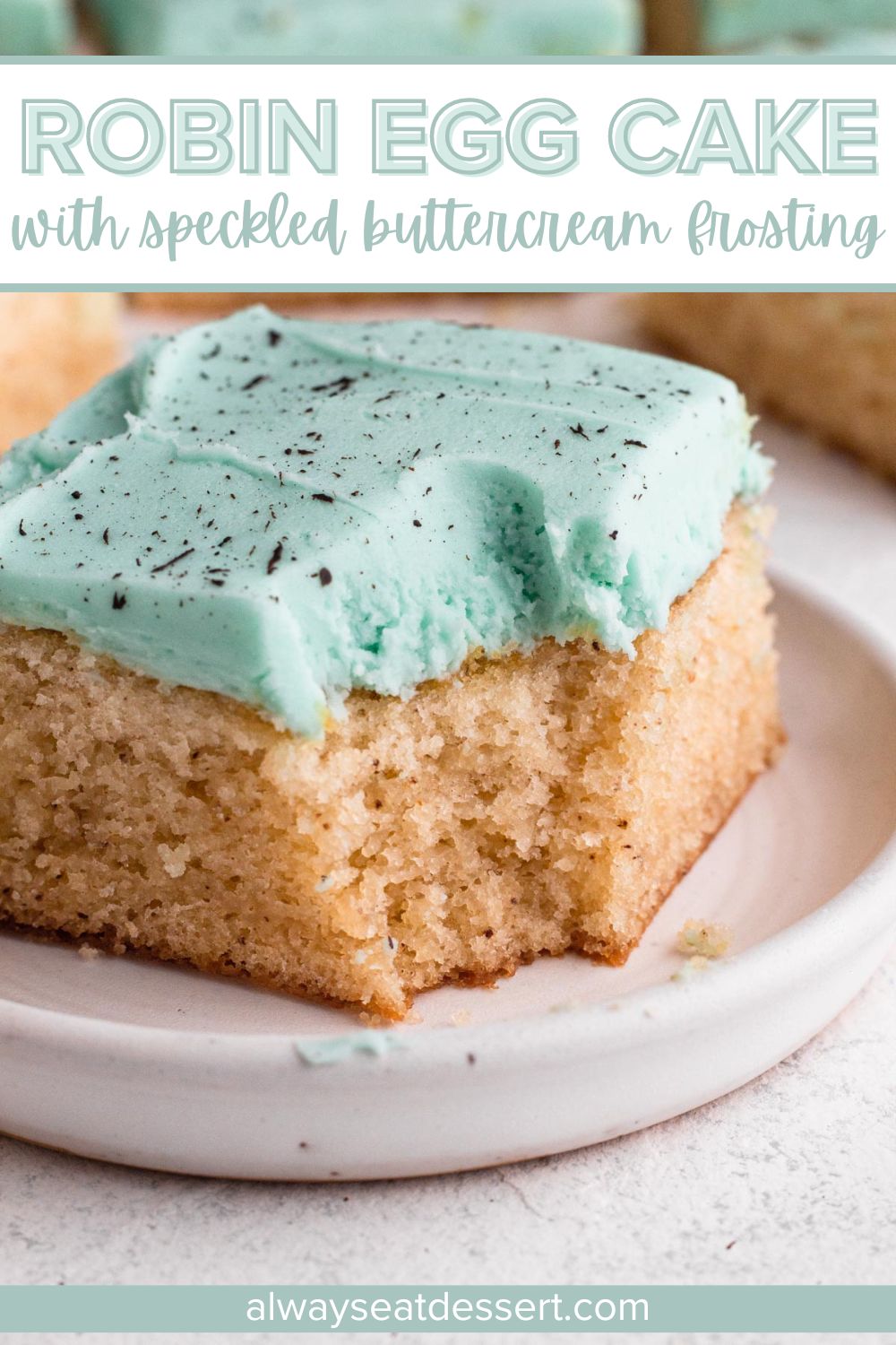 Robin Egg Snack Cake with Speckled Frosting - Always Eat Dessert