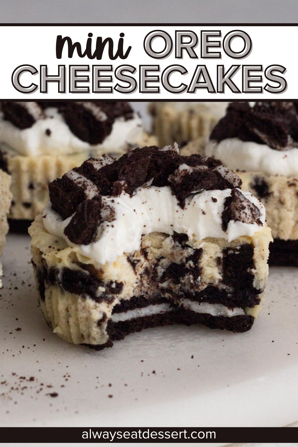Mini Oreo Cheesecakes - Always Eat Dessert